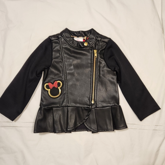 Disney | Jackets & Coats | Disney Minnie Mouse Faux Leather Black Moto ...
